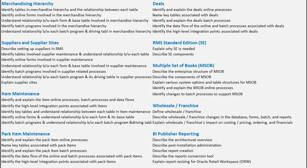 Oracle RMS Training - IDESTRAININGS